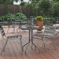 Flash Furniture Barker 23.5'' Silver Square Tempered Glass Metal Table ...