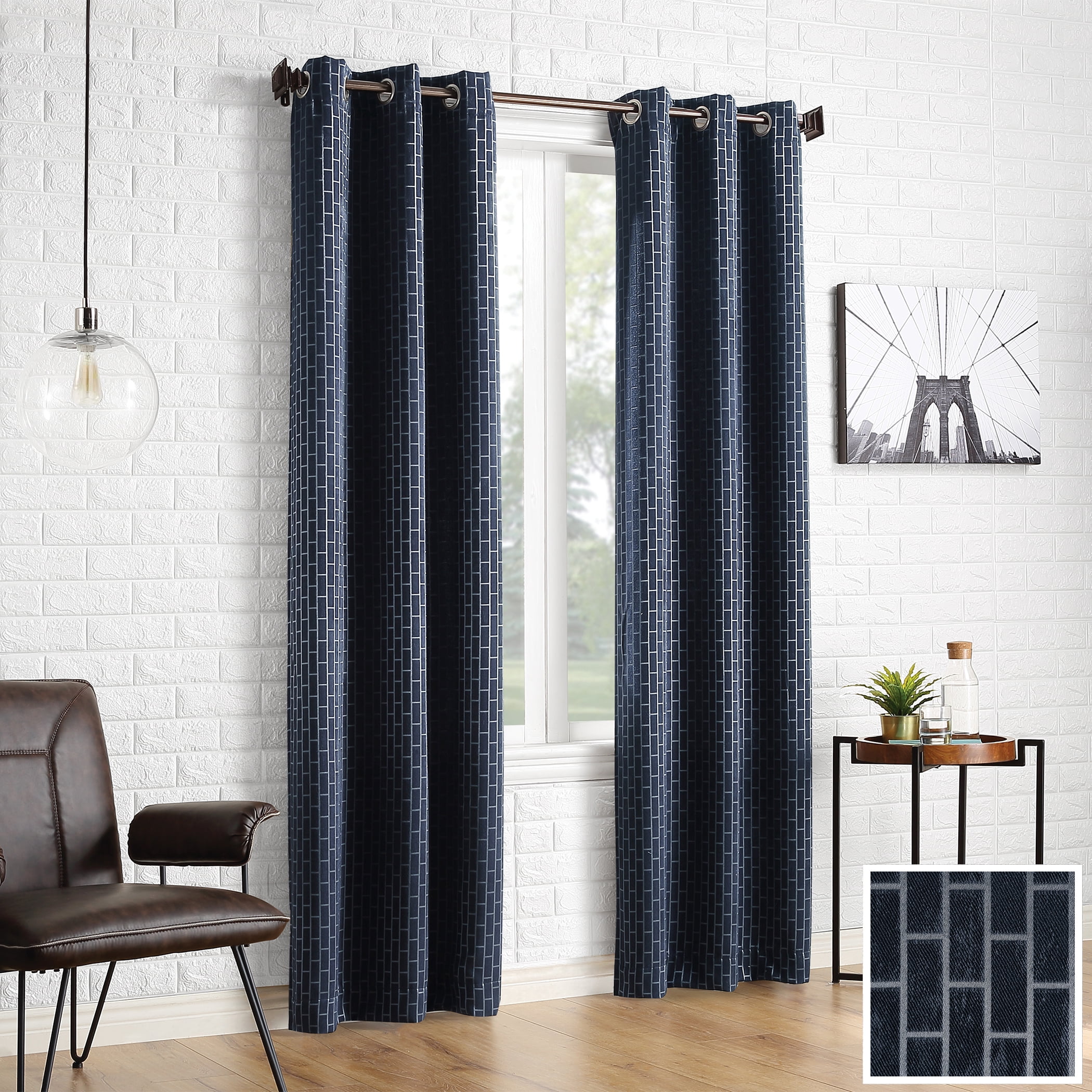 Sun Zero 2-pack Stockton Tile Jacquard Blackout Grommet Curtain Panel ...