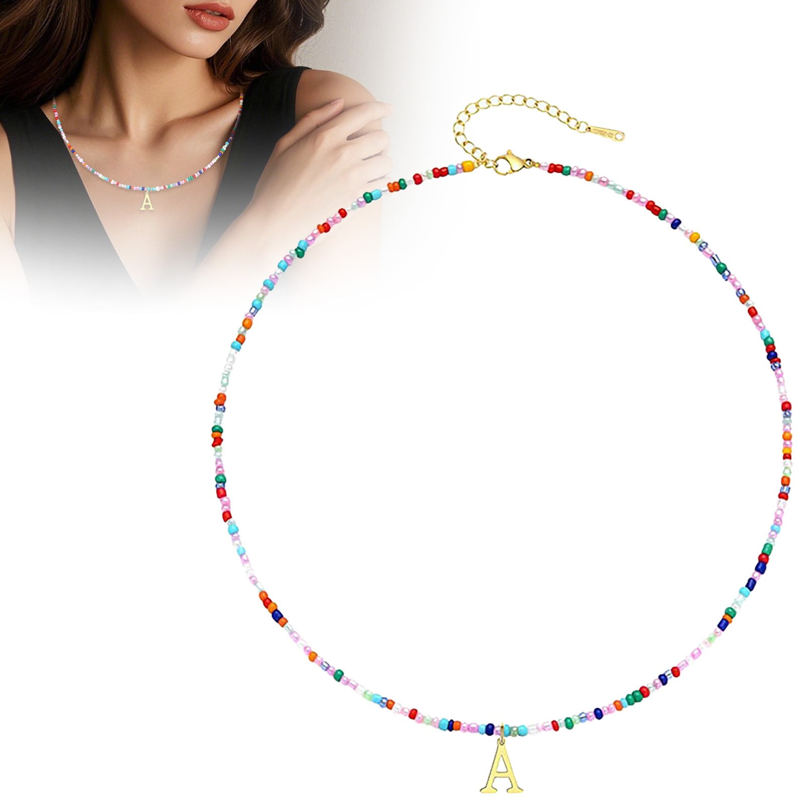 Click here for Chenjiaaa Colorful Initial Necklace Cute Beaded Co... prices