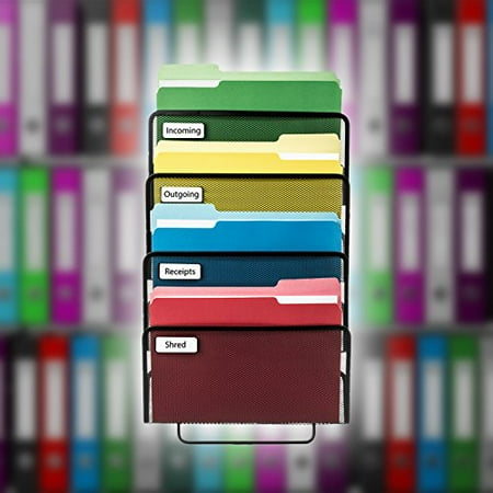 4-Pocket Hanging Wall File Organizer, Folder Holder + Mounting Hardware ...