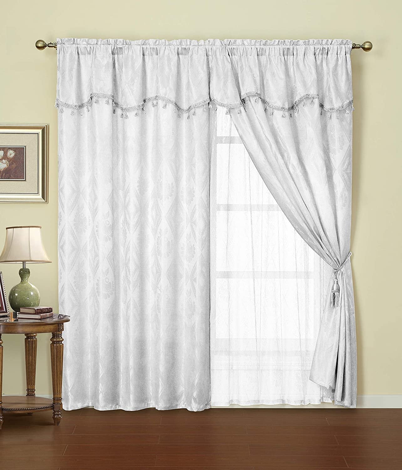 Sapphire Home 2 Panel Window Curtain Set 108 W X 84 L With Valance