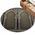 Double Arches Round Living Room Rugs 6 ft, Vintage Traditional Gold ...