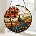 Sunset Fall Leaves Stained Glass Suncatcher, Autumn Window Hanging ...