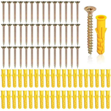 SINOYYONM 60 Sets Premium Wall Plug Screw, M8 x 40mm Self-Tapping ...