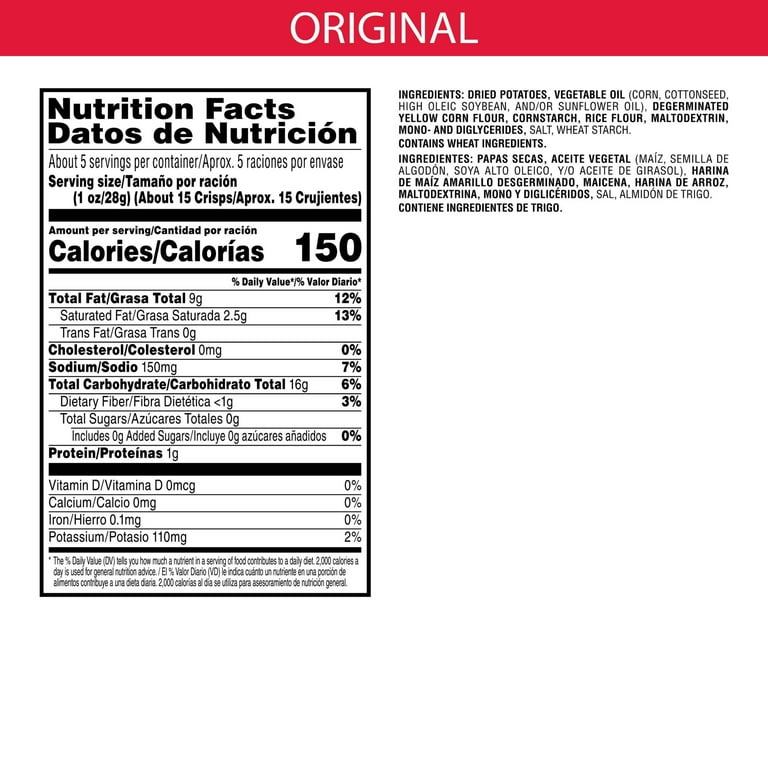 Pringles Nutrition Facts