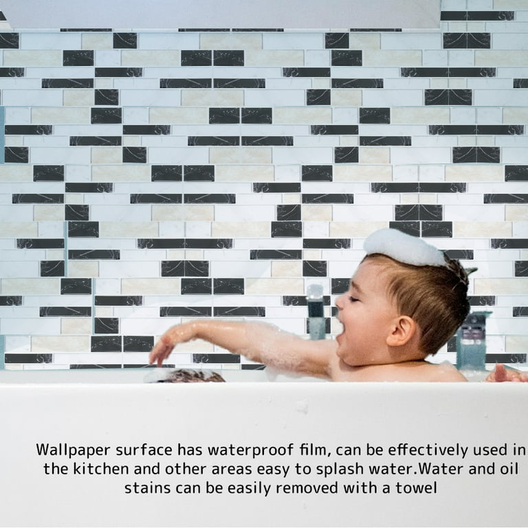 Faux Tile Wallpaper Backsplash