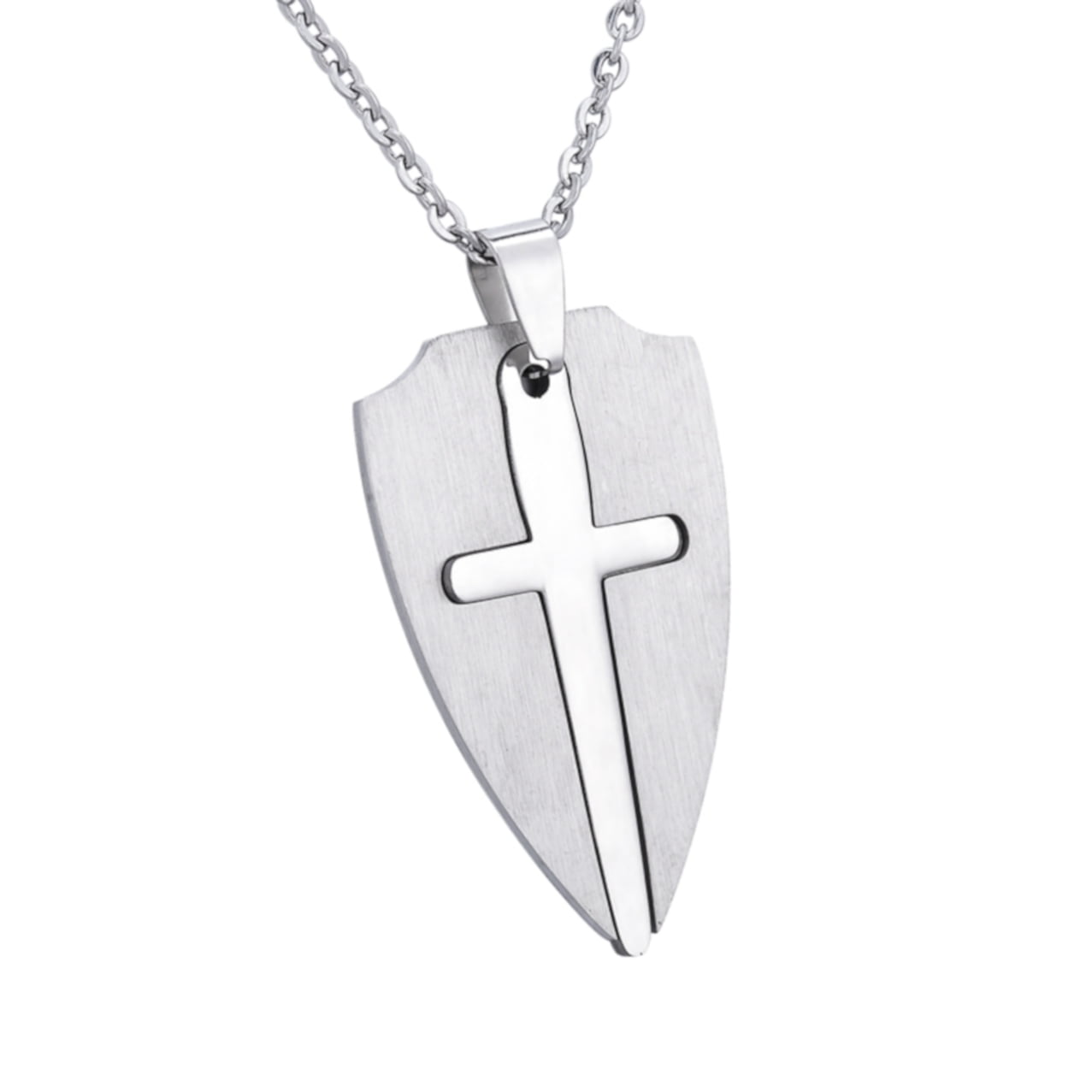 Shield and Cross Sword Necklace Stainless Steel Pendant Bead or Link ...