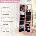 2-in-1 Lockable Mirrored 360° Rotatable Jewelry Cabinet Armoire Pink ...