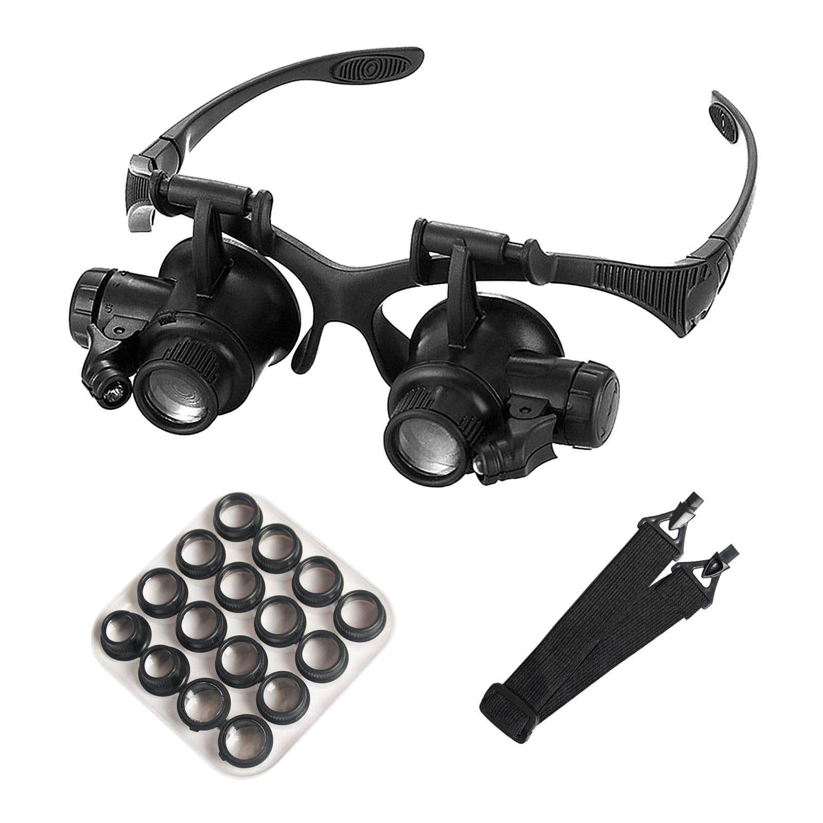 Lupa con montura para la cabeza con luz LED, lupa de joyero con 8 ...