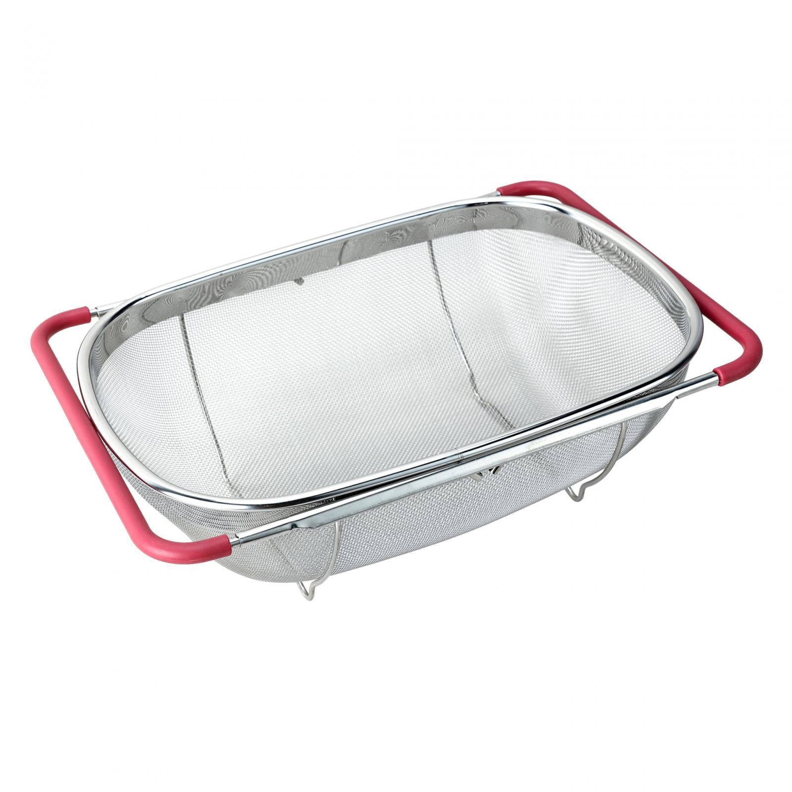 Over Sink Colander Strainer Basket, with Rubber Grip Kitchen Sink Rack ...