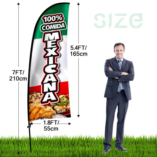 QSUM Comida Mexicana Feather Flag Kit,7FT Mexican Restaurant ...