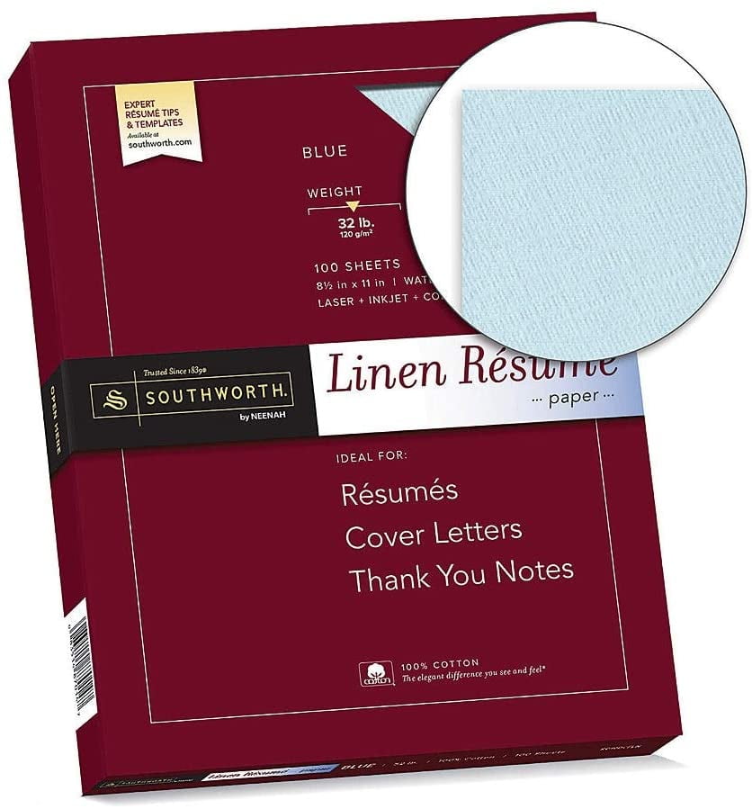 Southworth 100% Cotton Resume Paper, 8.5” x 11, 32 lb/120 gsm , Linen ...
