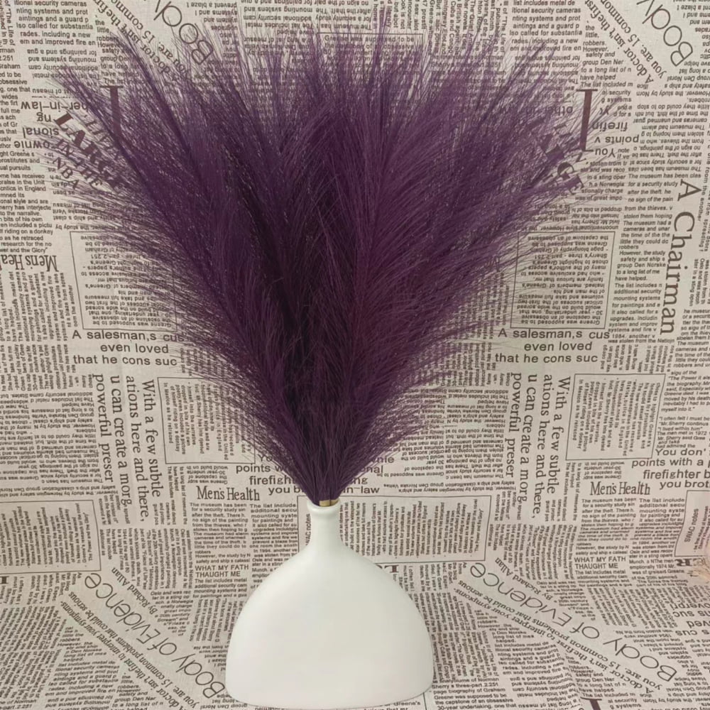Faux Pampas Grass Fluffy Artificial Fake Plants Bulrush Reed Vase ...