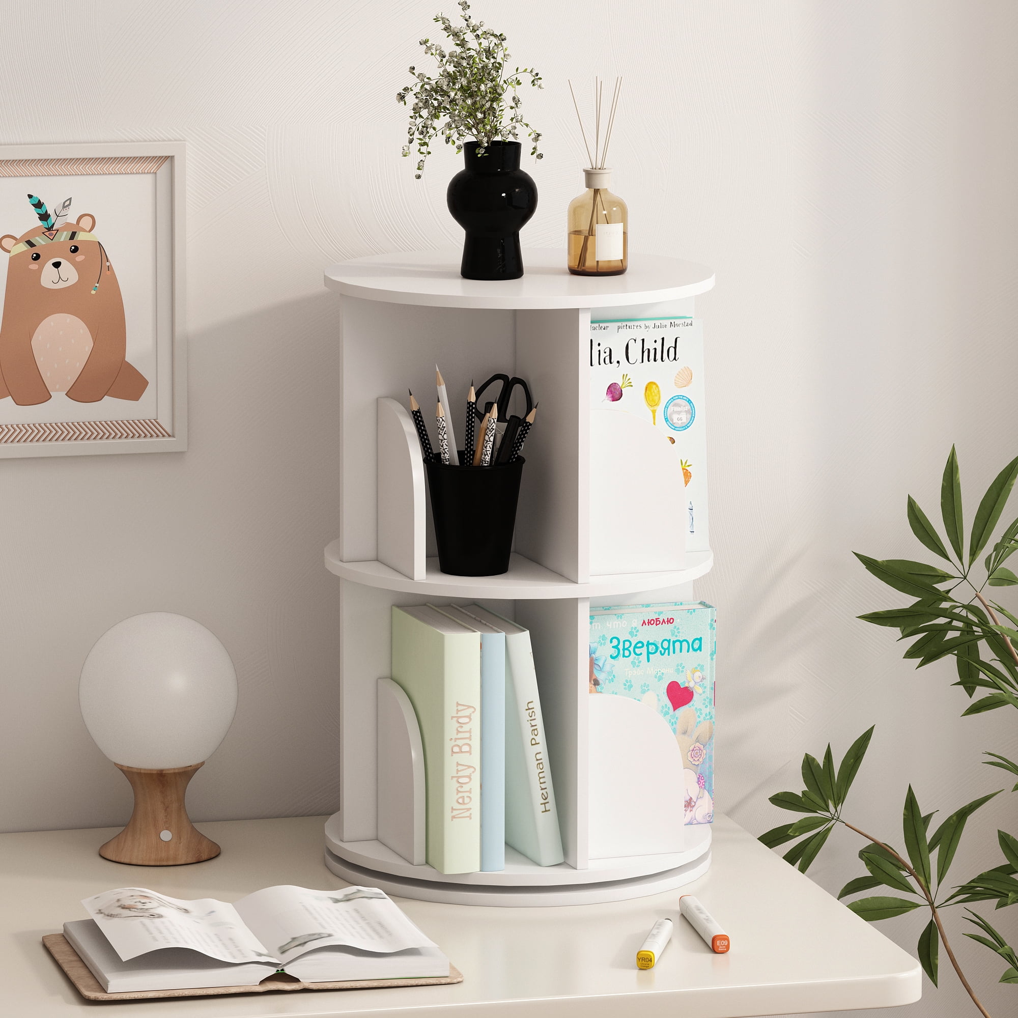 NAIYUFA Revolving Bookshelf 360 Display Floor Standing Rotating ...