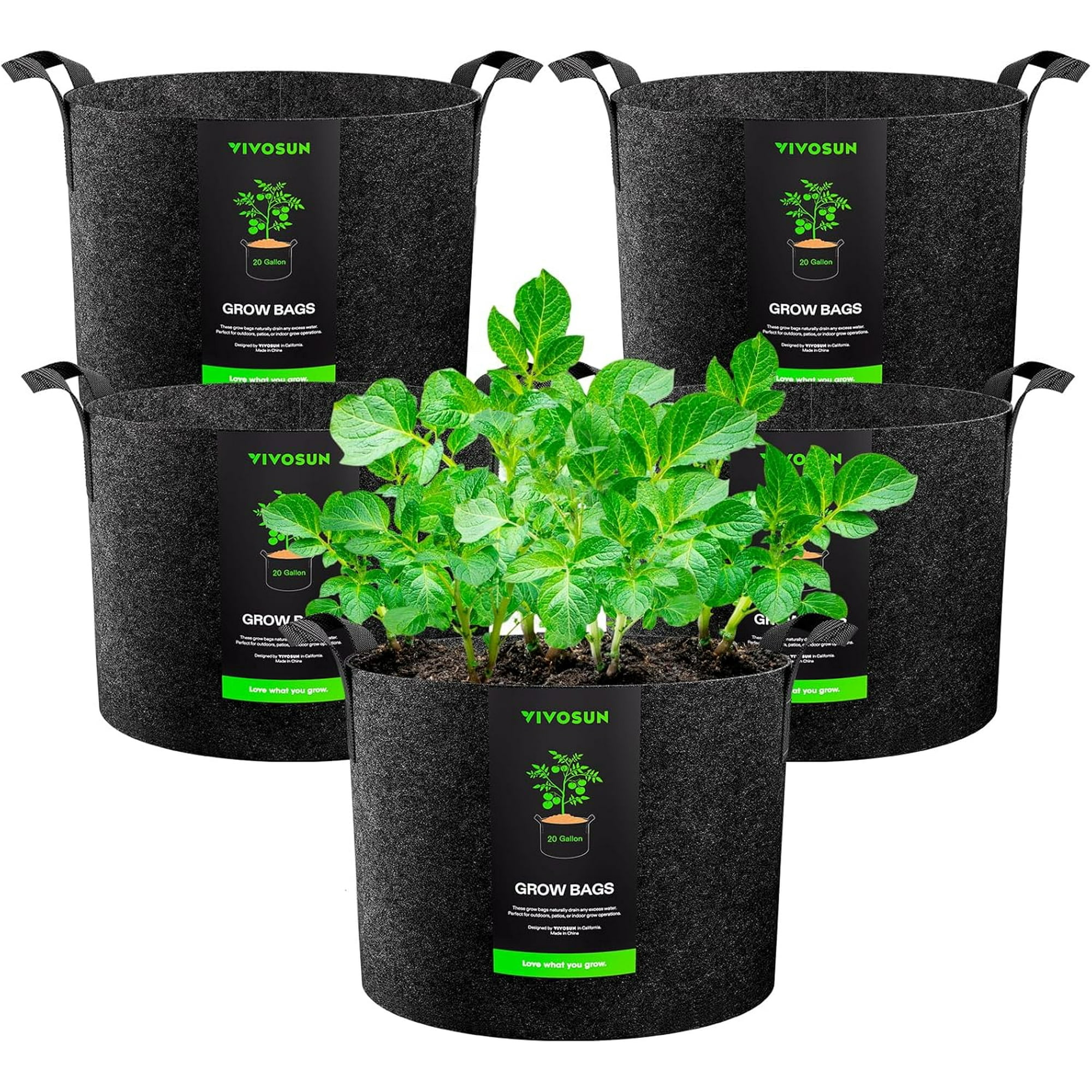 Click here for Siabc-5-Pack 20 Gallons Grow Bags Heavy Duty Thick... prices