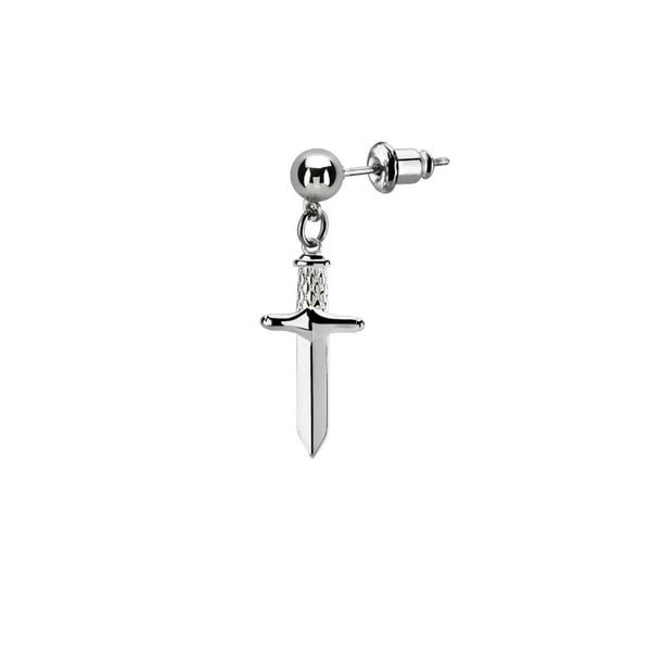 iJewelry2 Dangle Dagger Sword Silver-tone Stainless Steel Ball Stud ...