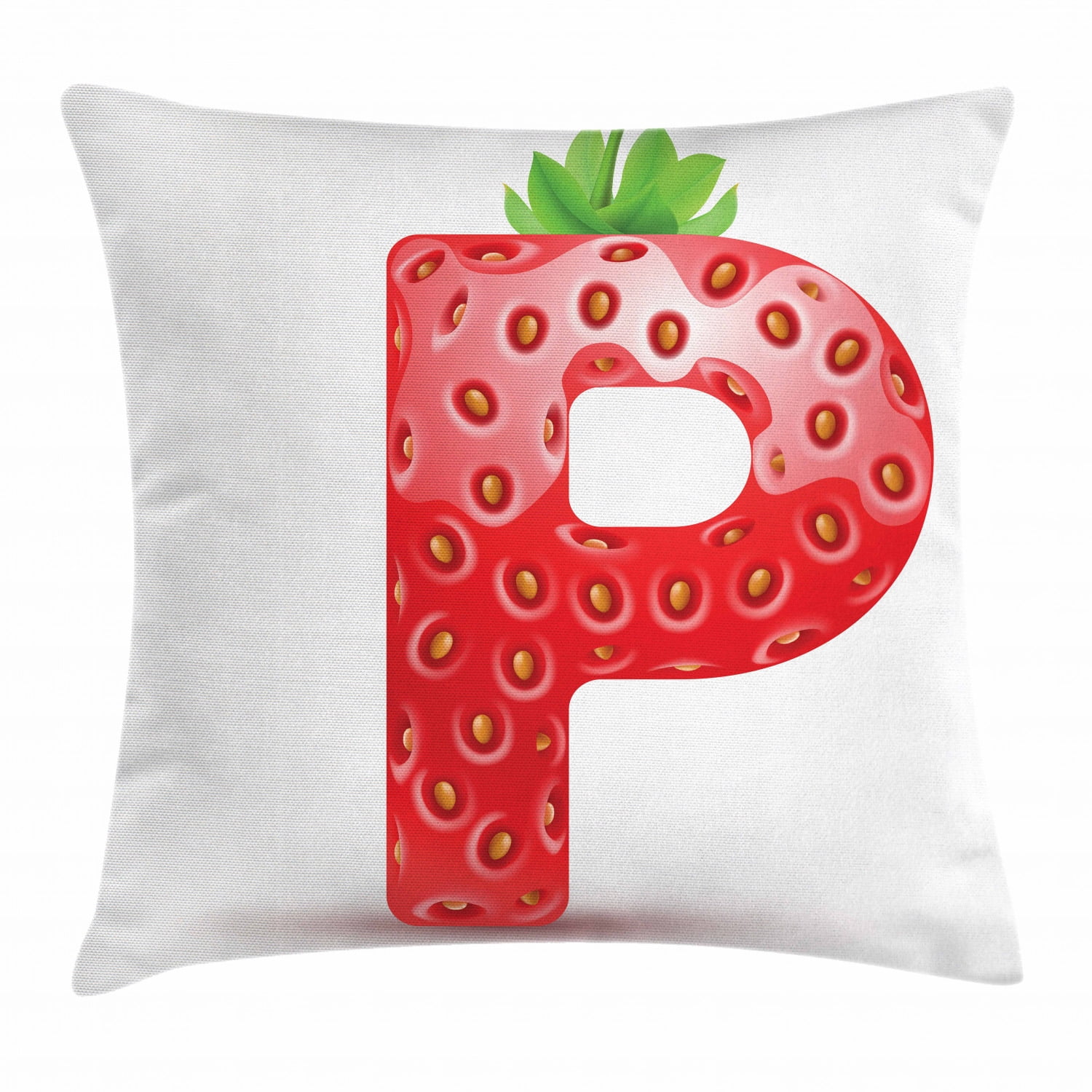 Letter P Throw Pillow Cushion Cover, Healthy Living Themed Alphabet ...