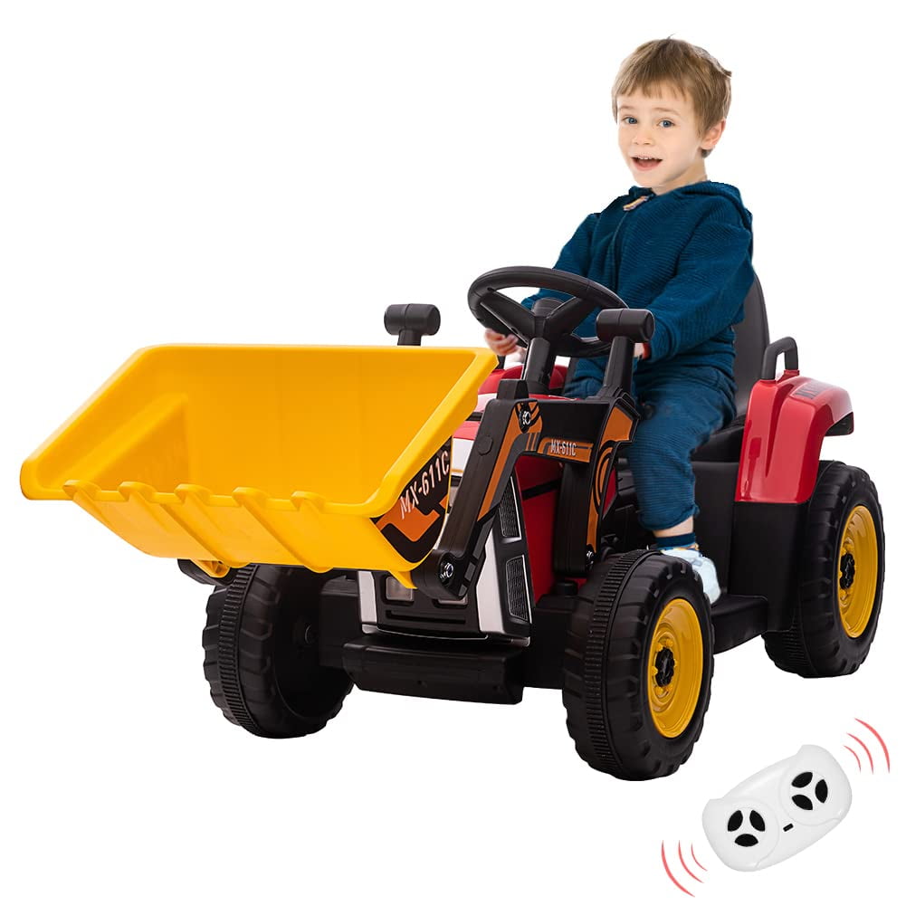 Red Electric Kids Ride On Car,12V Kids Ride-on Excavator with Bucket ...