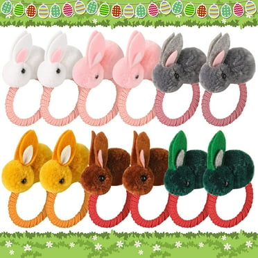 Meidiya 7 Pcs/Set Stuffed Rabbit Style Hair Clip Hair Scrunchies Hair ...