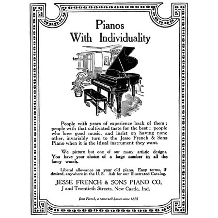 Ad: Pianos, 1926. /Namerican Advertisement For Jesse French & Sons ...