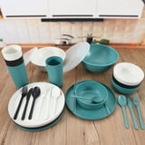 Mainstays 28-Piece Eco-Friendly Recycled Plastic Dinnerware Set ...