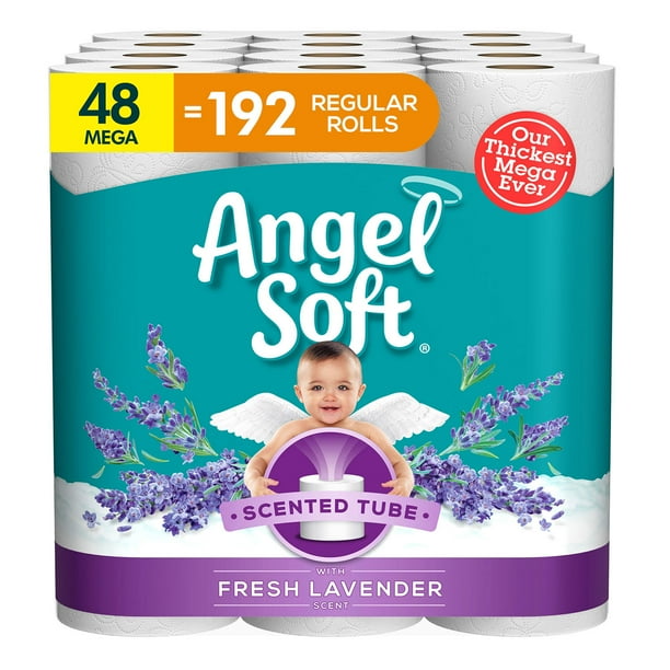 Angel Soft 2-Ply Toilet Paper with Lavender-Scented Tube (48 Mega Rolls ...