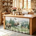 Bear Moose Cabinet Curtains 28" W x 51" L, Brown Wildlife Animal ...