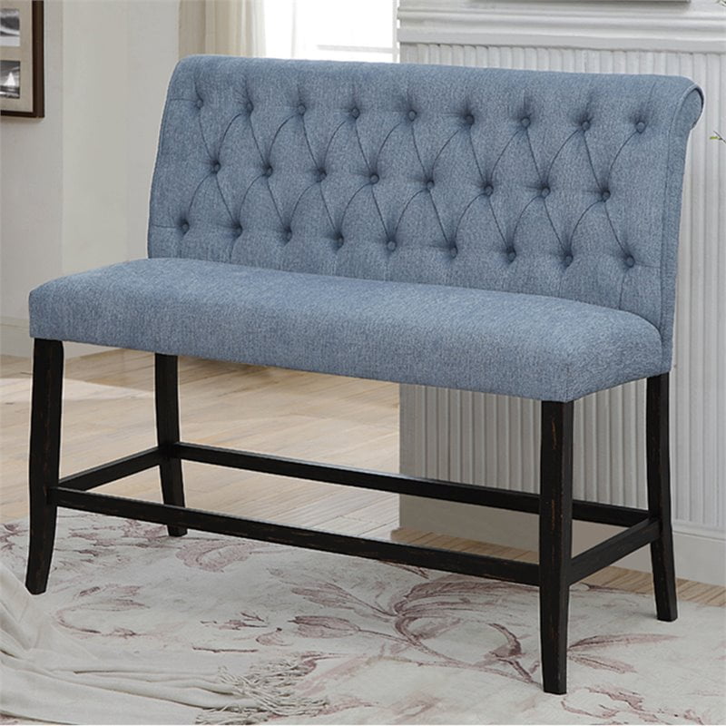Furniture of America Landon Transitional Fabric Counter Dining Bench in ...