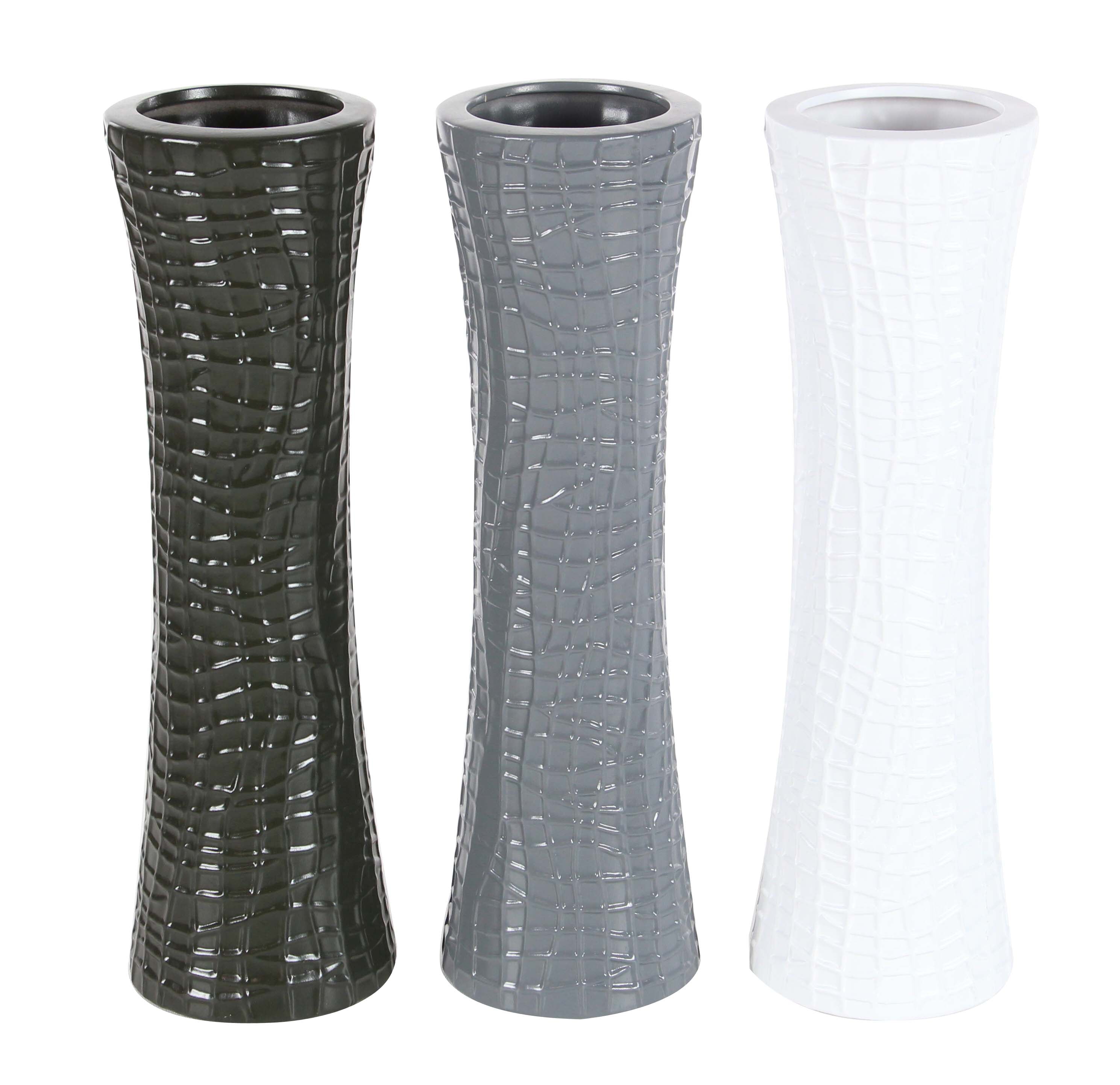 Decmode Set of 3 contemporary 18 inch embossed hourglass-shaped ceramic ...