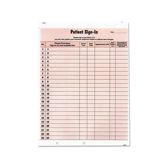 Tabbies Patient Sign-In Label Forms 8 1/2 x 11 5/8 125 Sheets/Pack ...