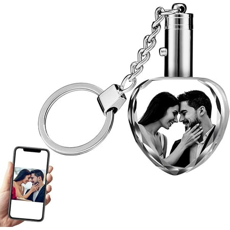 Personalized Crystal Keychain with Picture Lighted,Customize Keychain ...