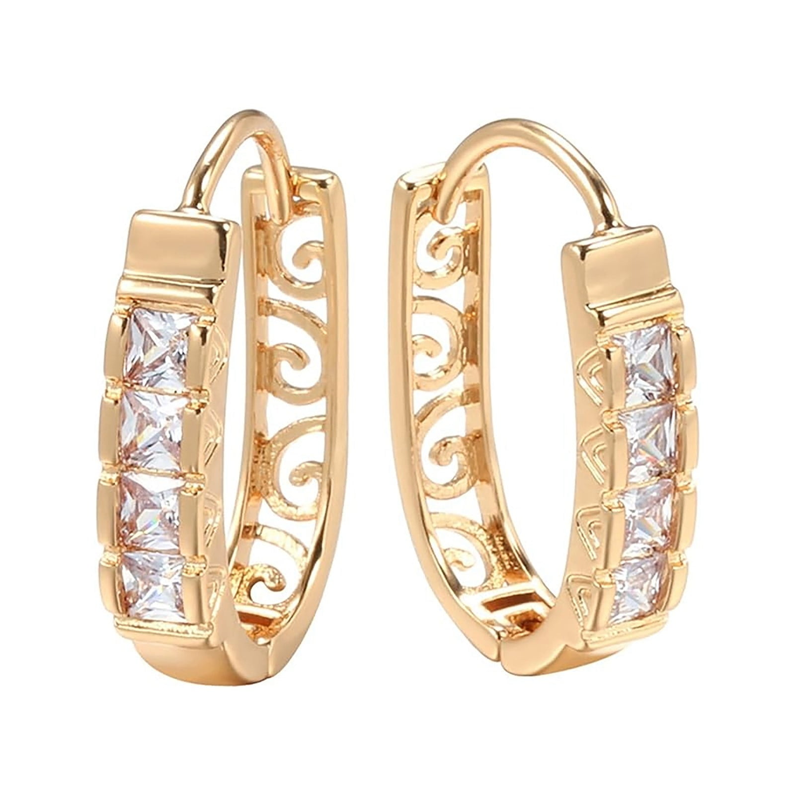 Click here for Riforla Womens Hollow Zirconia Earrings Gold Elega... prices