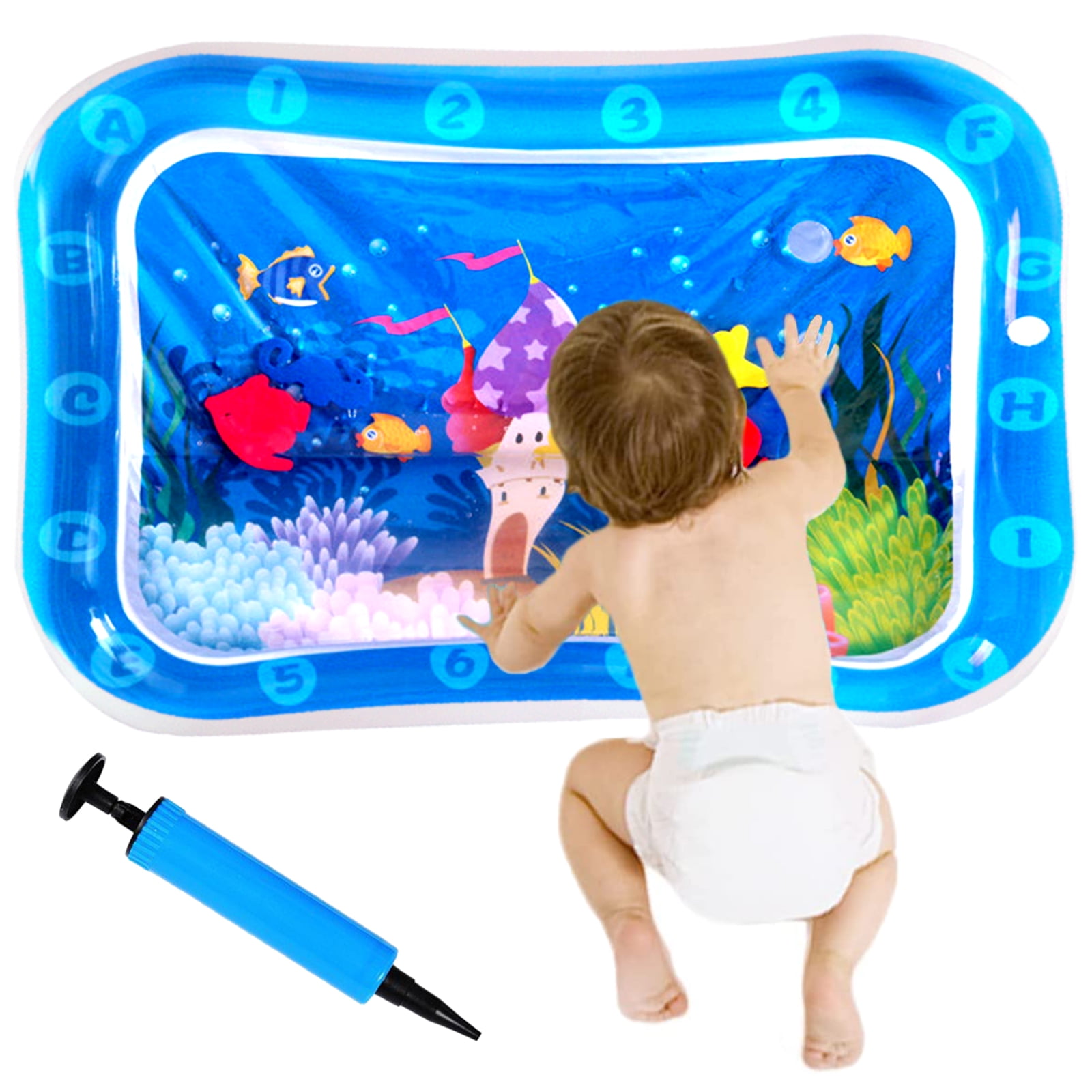 VEGCOO Inflatable Baby Water Mat Infants and Toddlers Tummy Time Mat ...