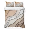 Beige Brown Gradient Wave Ripple 3 Pieces Quilt Set,1 Quilt with 2 ...