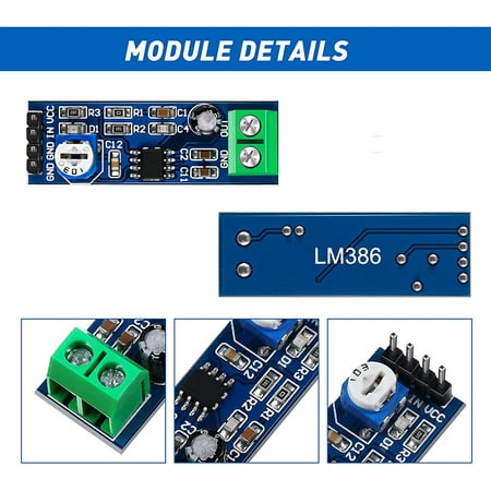 20 Pieces LM386 200 Times Gain Audio Power Mono Audio Amplifier Module AMP 5V - 12V 10K Solo ...
