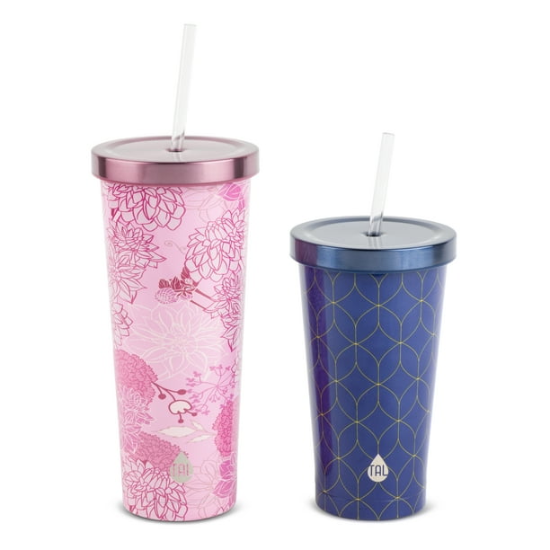 TAL Stainless Steel Coolie Tumblers 2-Pack, 24 fl oz and 18 fl oz, Pink ...