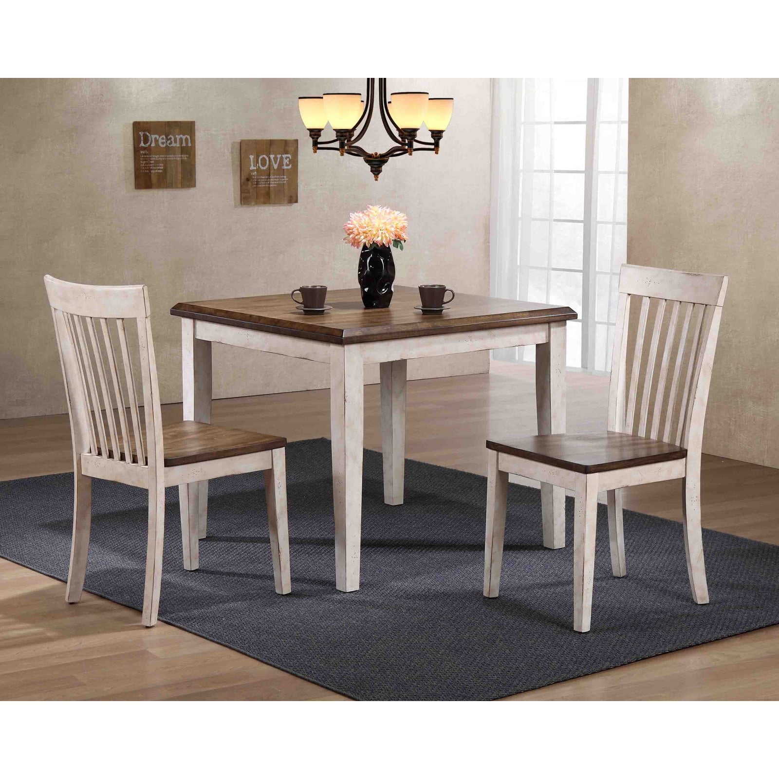 Chelsea Home Furniture Maureen 3 Piece Square Dining Set - Walmart.com