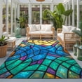 Abstract Colorful Glass Area Rugs 5x8ft Blue-Purple Cracked Texture ...