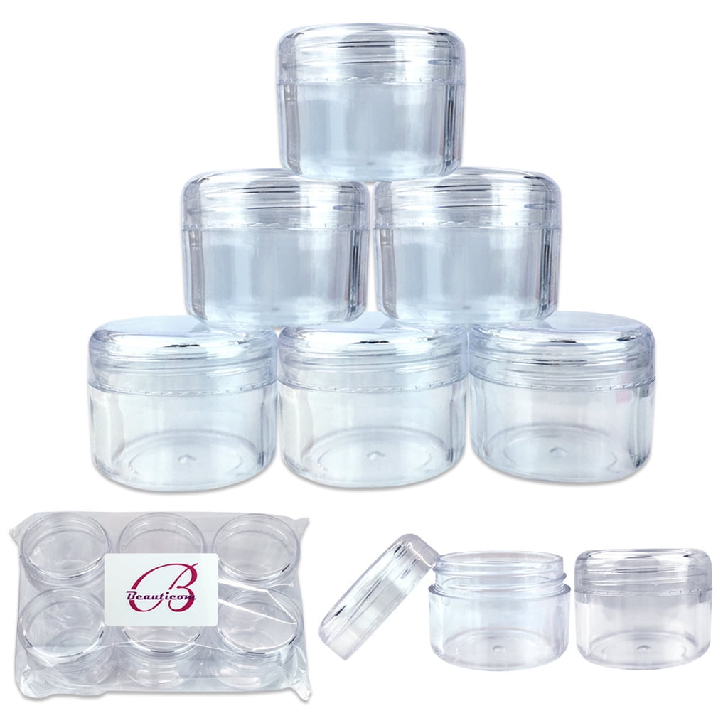 Beauticom 6 Pieces 30G/30ML(1 Oz) Round Clear Plastic Container Jars ...