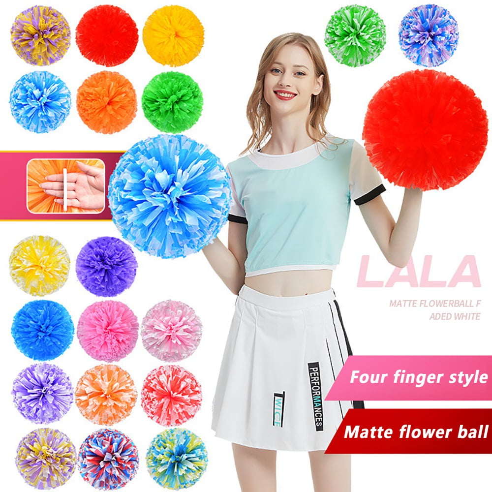 2 Pack (1 Pair) Metallic Foil Cheerleader Pom Poms & Plastic Ring Cheer ...