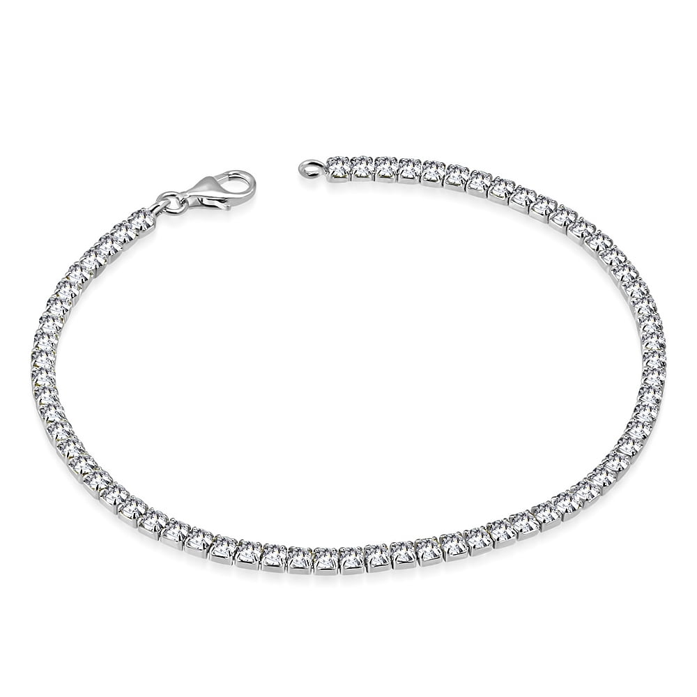 925 Sterling Silver White Clear Round CZ Classic Tennis Bracelet, 7.25" - Walmart.com