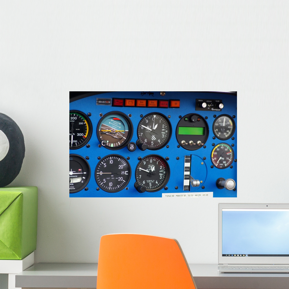 Instrument Panel Small Airplane Wall Mural by Wallmonkeys Peel and ...