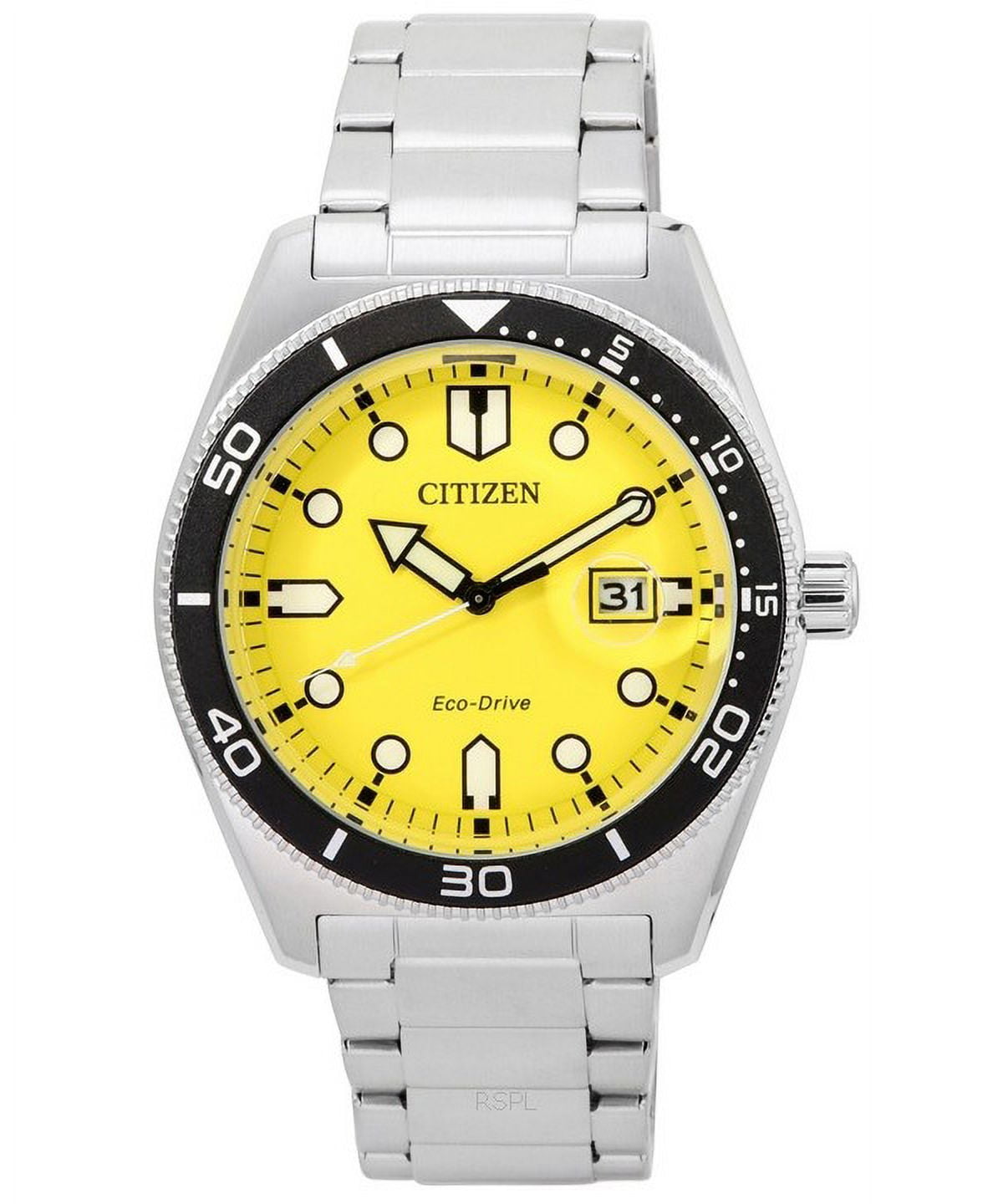 Citizen Sport Eco-Drive Stainless Steel Yellow Dial AW1760-81Z 100M Men ...