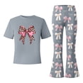 Girls Two Piece Set Leopard Print with Bow Detail Short Sleeve Top and ...