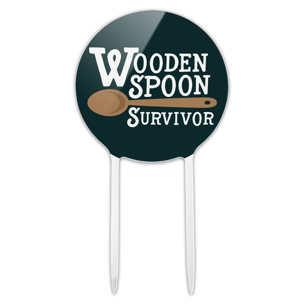 Acrylic Wooden Spoon Survivor Funny Cake Topper Party Decoration for ...