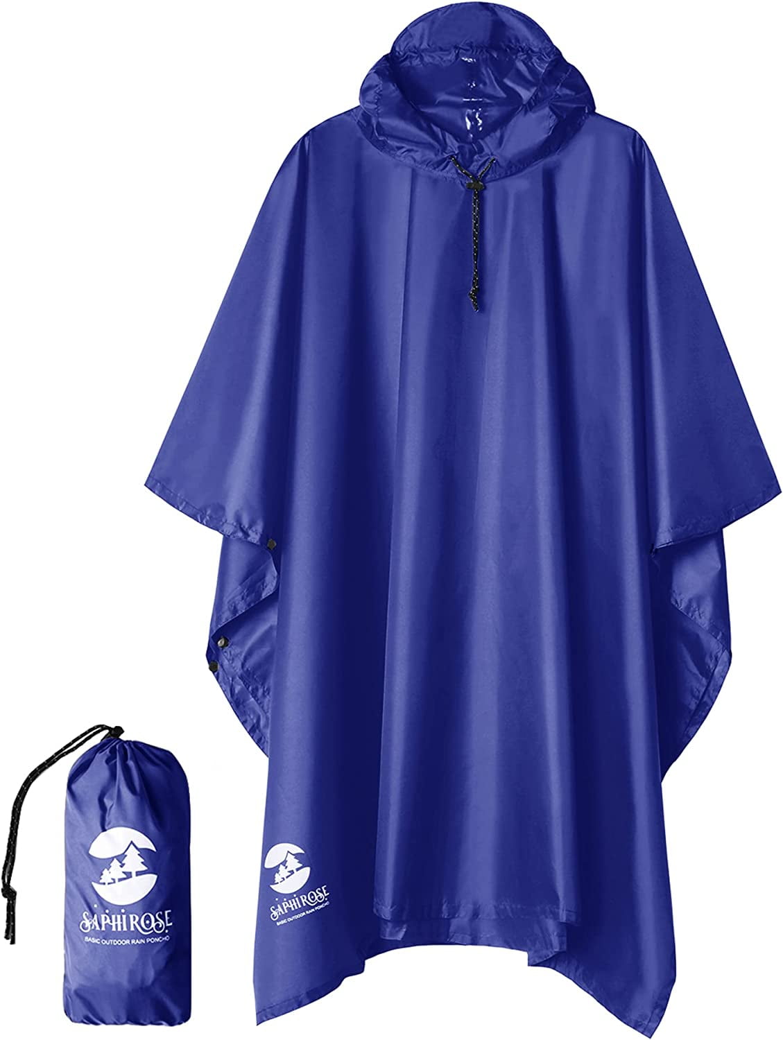 SaphiRose Hooded Rain Poncho for Adult with Pocket, Waterproof ...