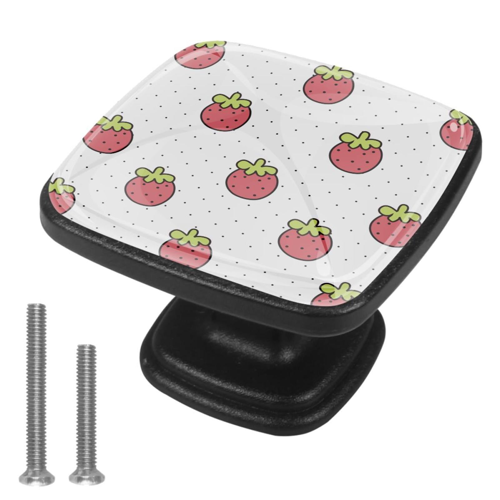 4 Pcs Cabinet Handle Drawer Pulls Strawberry Knobs with Screws Square ...