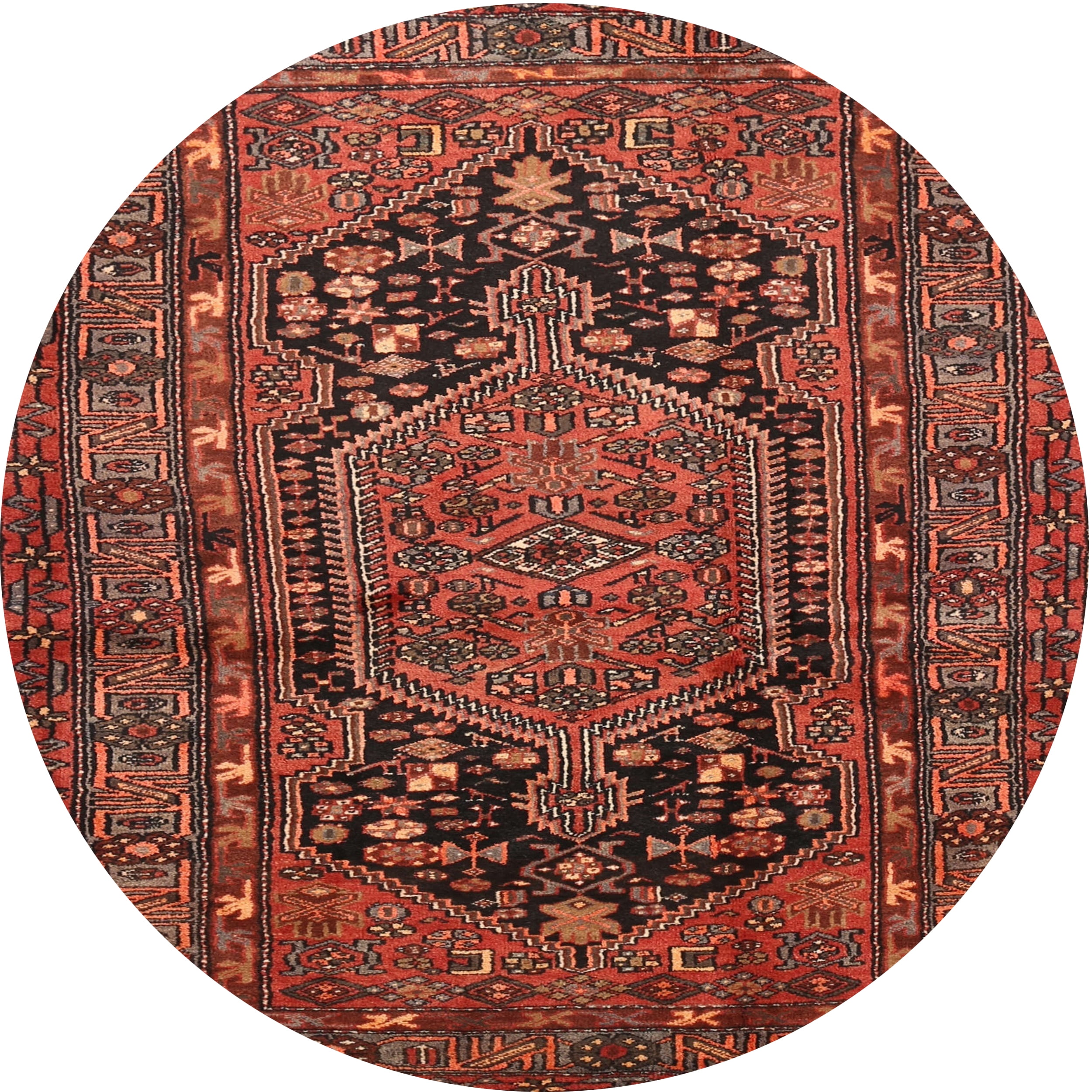Ahgly Company Indoor Round Traditional Saffron Red Persian Area Rugs, 4 ...