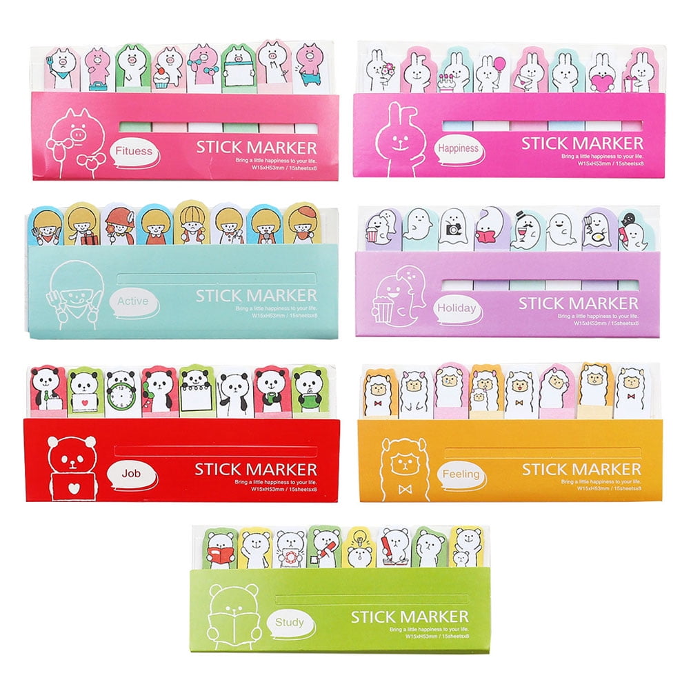 NUOLUX 7pcs Cartoon Sticky Notebooks Lovely Self-Stick Sticky Notes ...