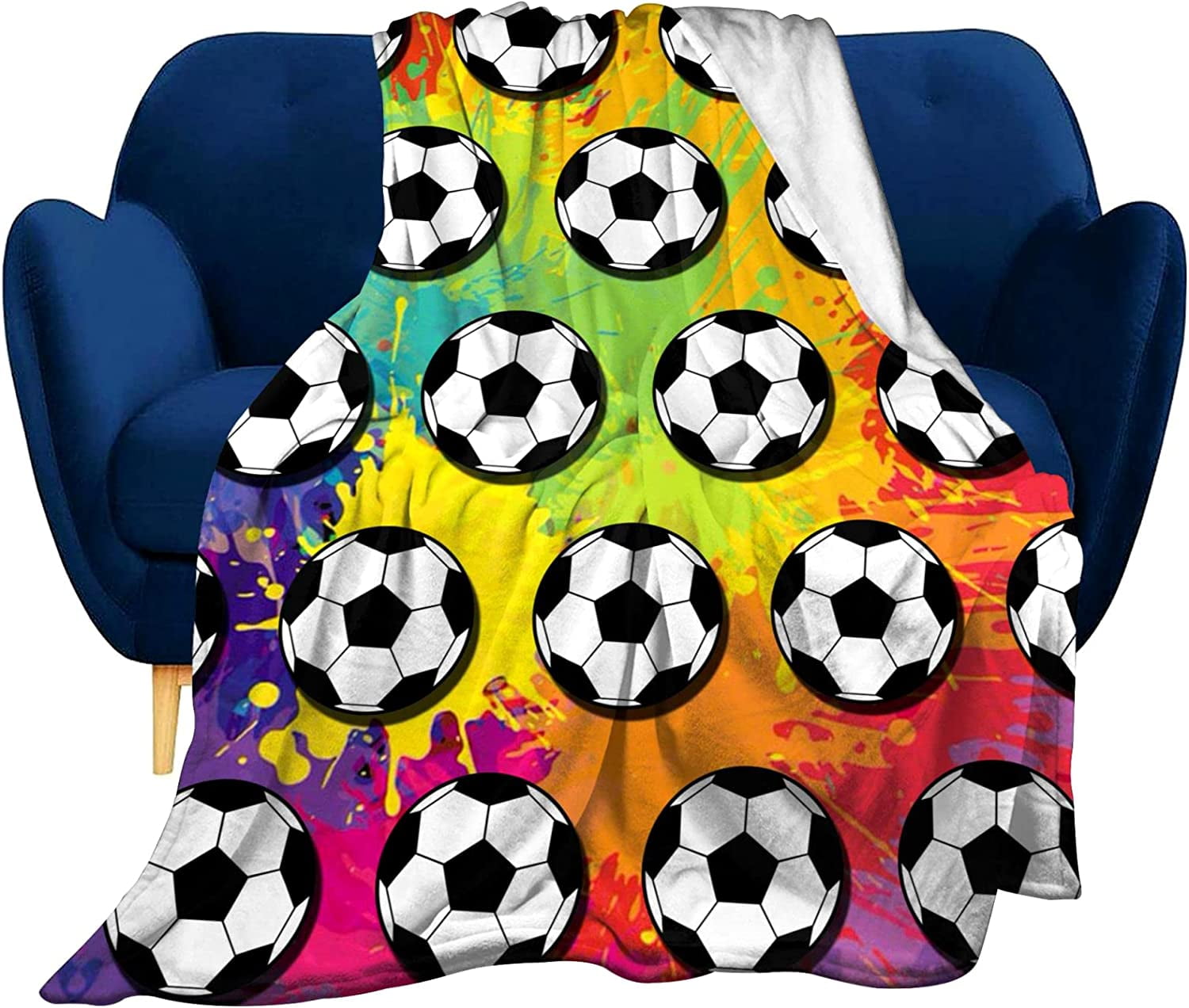 Super Soft Soccer Blanket Lightweight Cozy 3D Printed Flannel Baseball ...